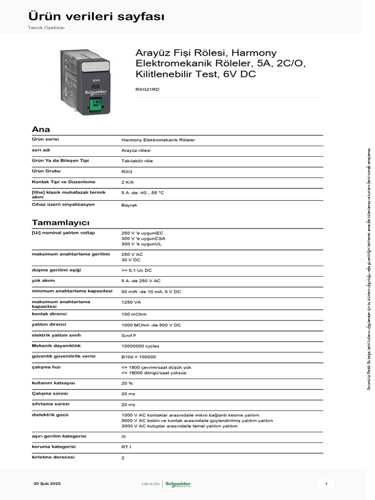 Schneider Electric - Harmony-Elektromekanik-Röleler - RXG21RD | PDF