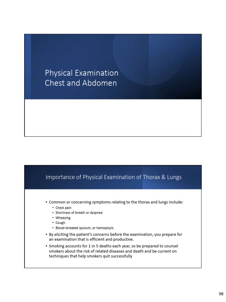 Thorax and Lung Physical Examination Guide | PDF | Thorax | Lung