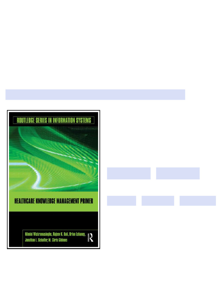 Healthcare Knowledge Management Primer Routledge Series in Information ...