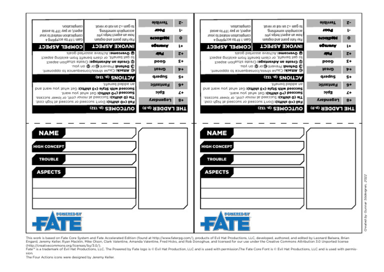 Fate RPG Actions and Outcomes Guide | PDF | Fudge | Role Playing Games