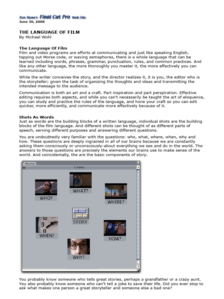 The Language of Film | PDF | Close Up | Camera