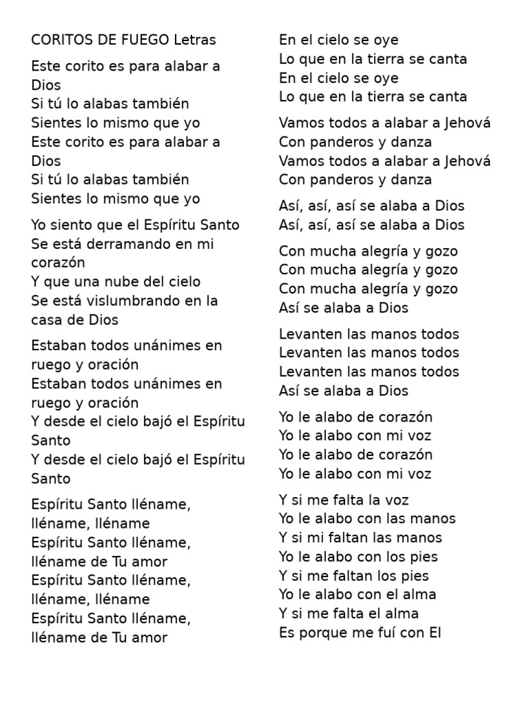 Letras de Coritos de Alabanza a Dios | PDF | Creencia religiosa y doctrina