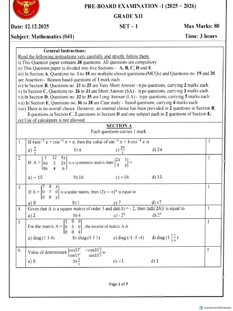 MATHS SET 1 | PDF