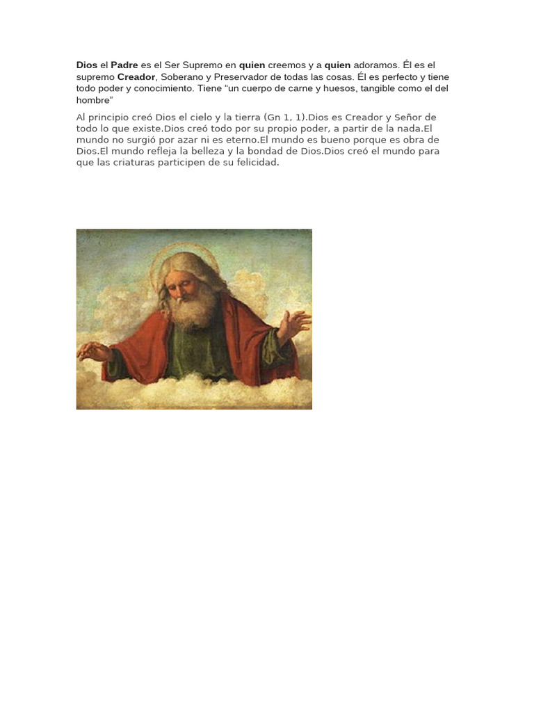 Dios Creador y Padre Poderoso RELIGION - Ivanna Merchor | PDF