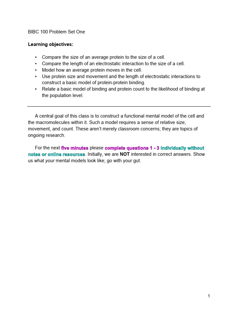 BIBC+100+P Set+1+ +Scale%2C+Binding%2C+and+Count | PDF | Proteins ...