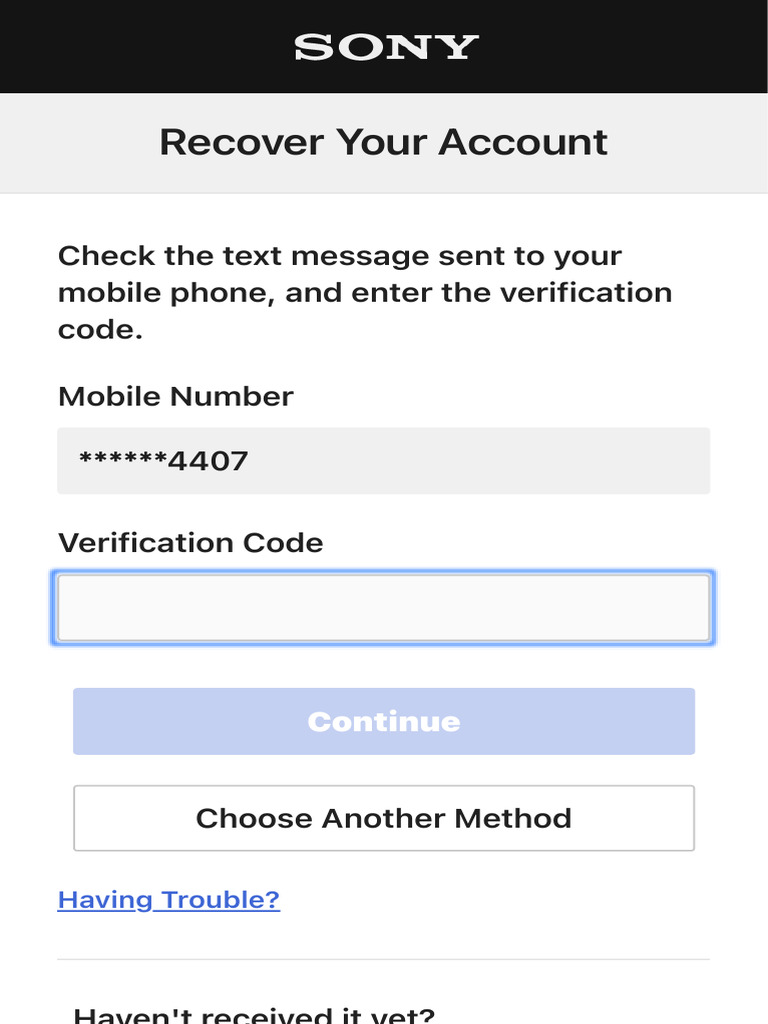 Recover Your Account Sony | PDF