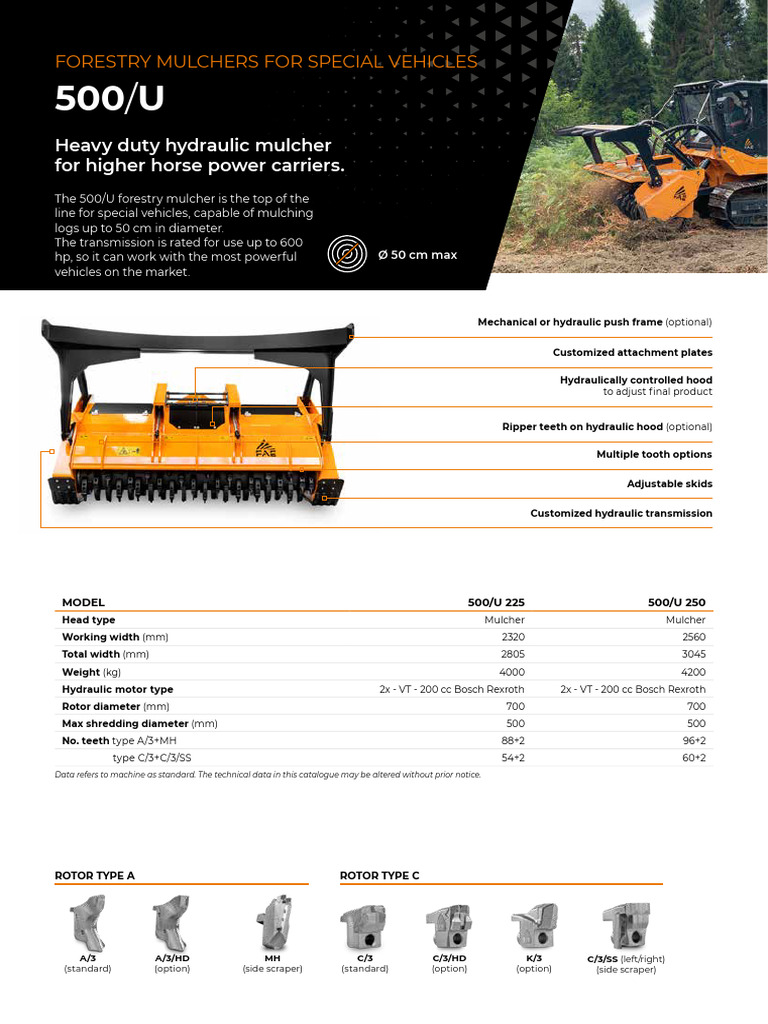 500U Mulchers Special Built Carriers FAE GROUP En | PDF