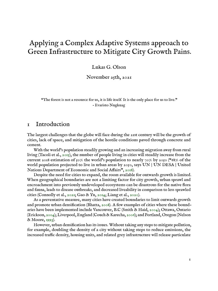 Applying A Complex Adaptive Systems Approach To Green Infrastructure To ...