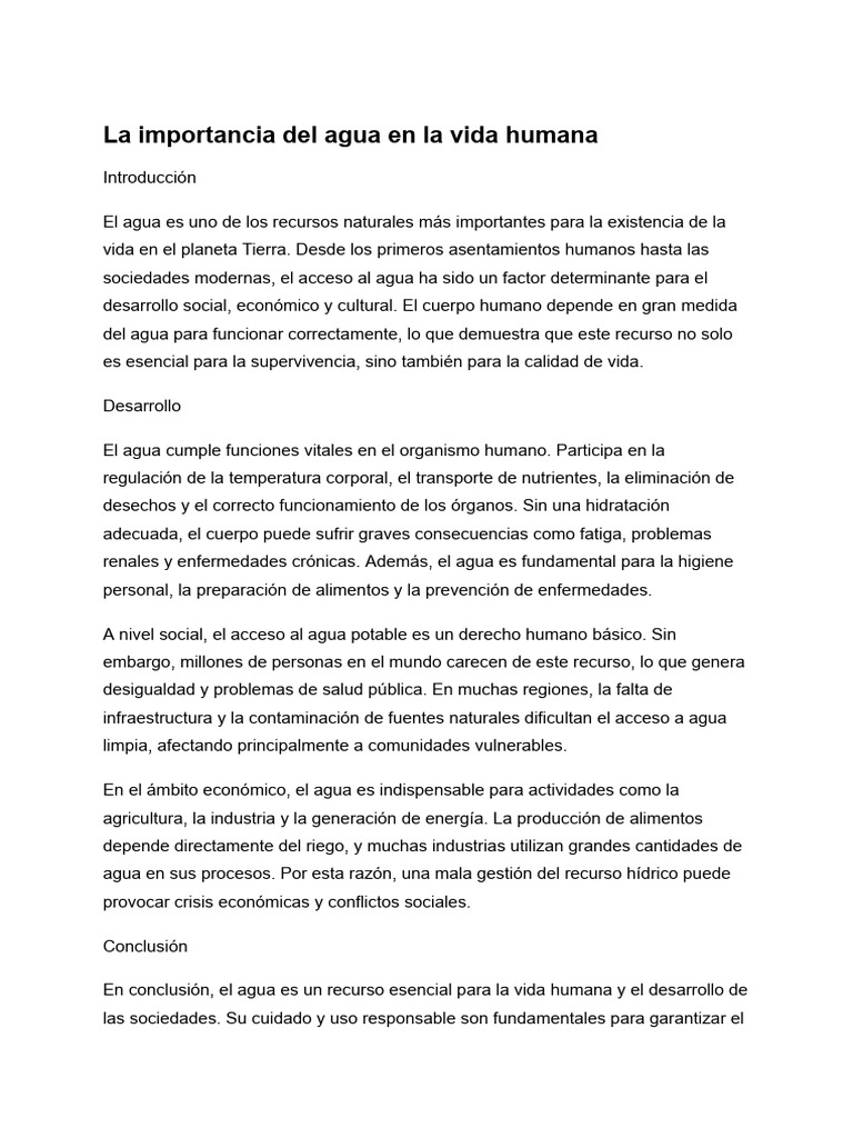 El Agua y La Importancia | PDF