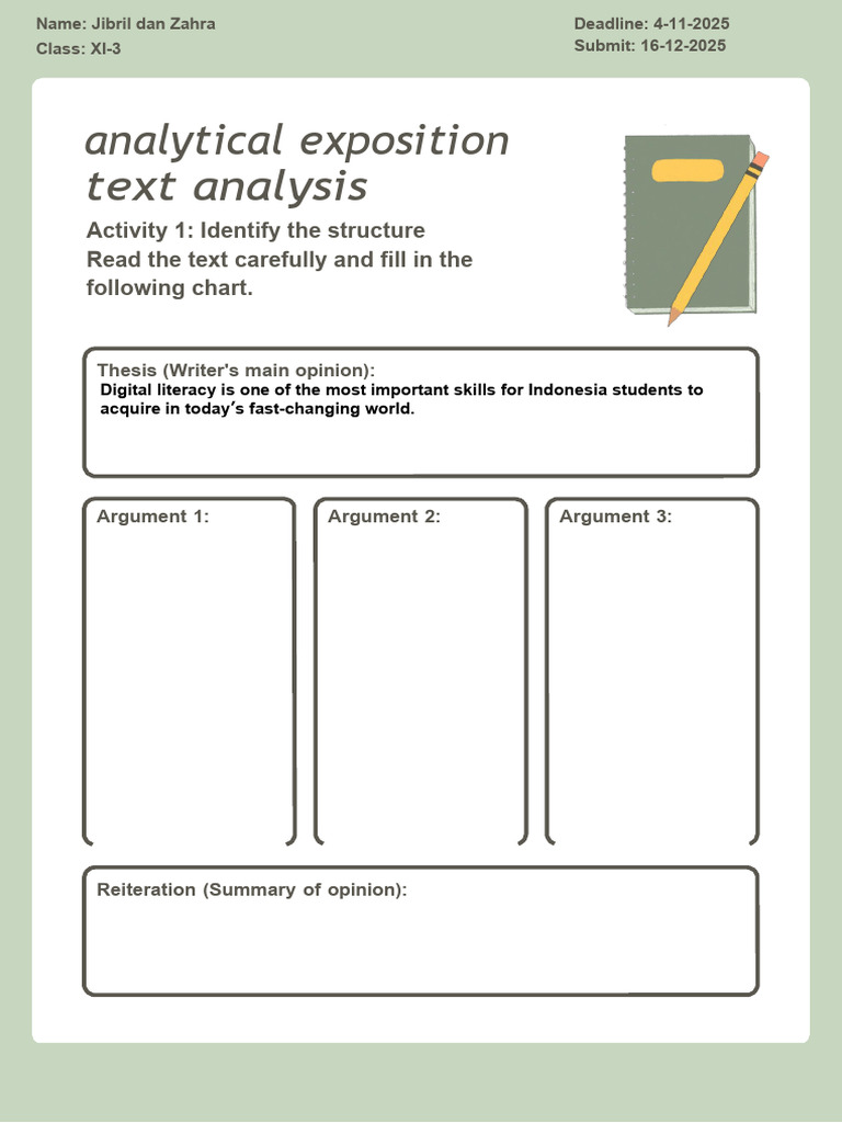 t01 b03 Analytical Exposition | PDF | Literacy | Learning