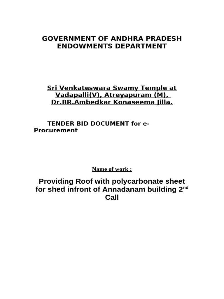 BID+Document+Polycarbon+Sheet | PDF | Percentage | Specification ...