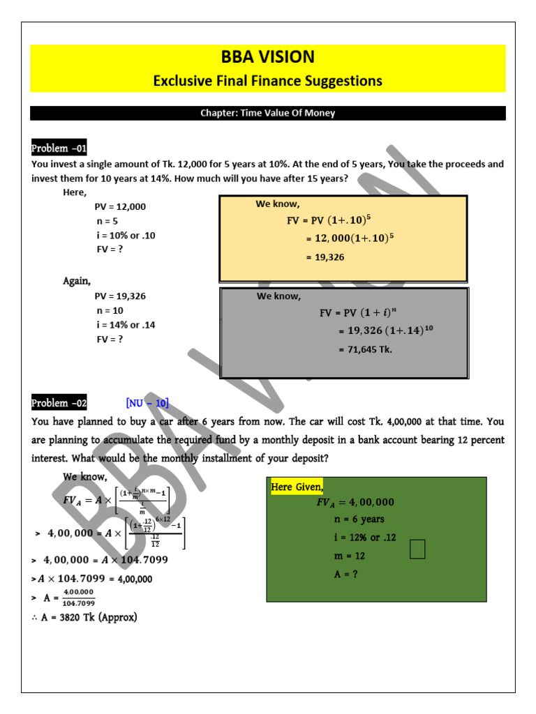 Finance 100 math Suggestion | PDF | Interest | Finance & Money Management