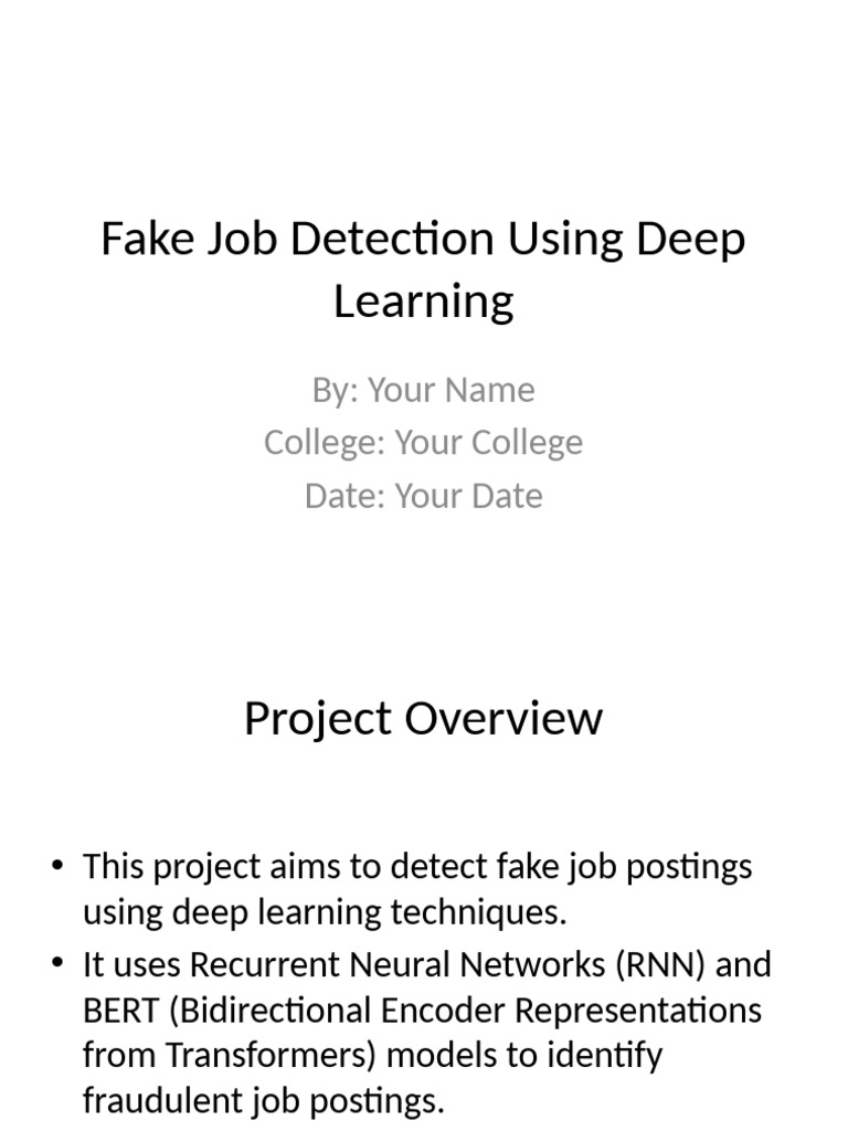 Deep Learning for Fake Job Detection | PDF