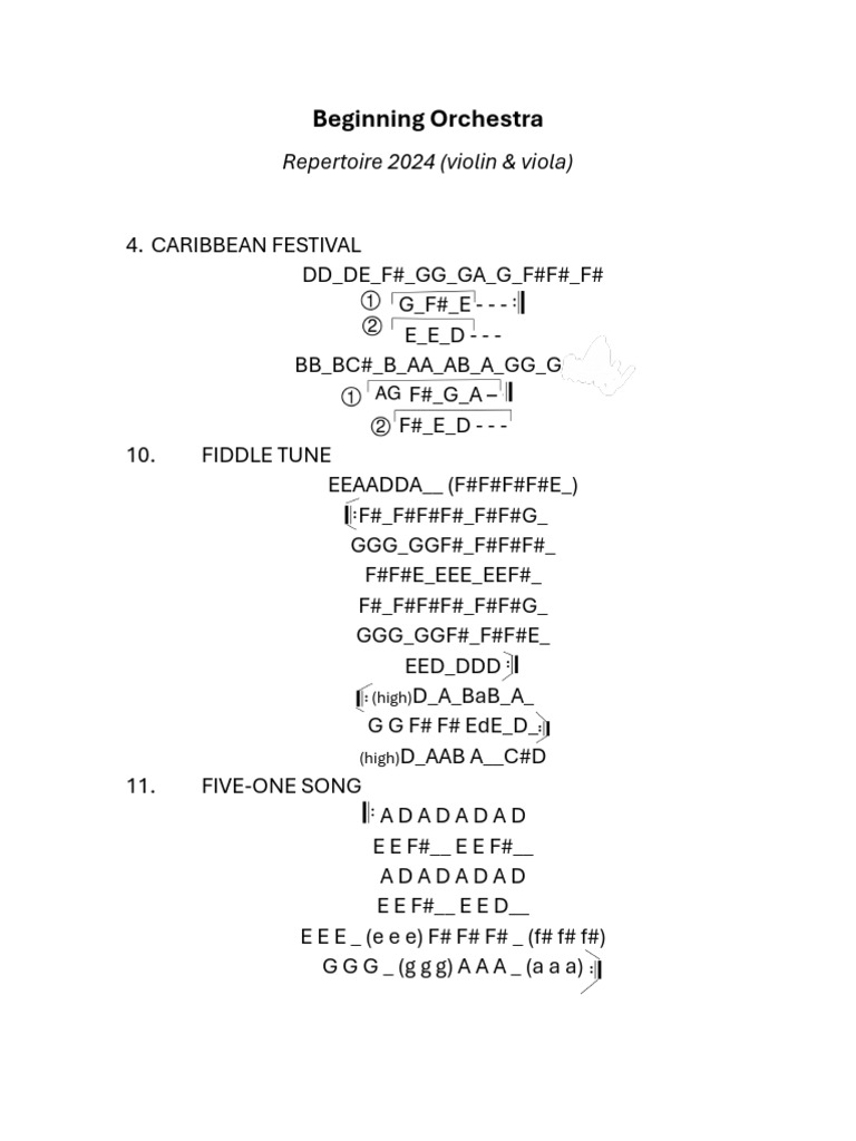 2024 Beginning Orchestra Repertoire | PDF