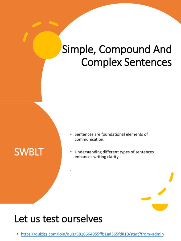 Simple, Compound and Complex Sentences | PDF | Sentence (Linguistics ...