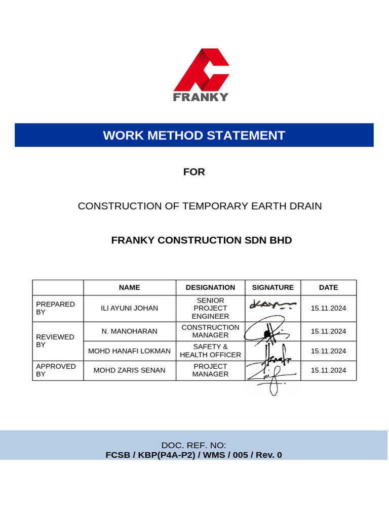 WMS KBP (P4A-P2) - Construction of Temporary Earth Drain | PDF ...