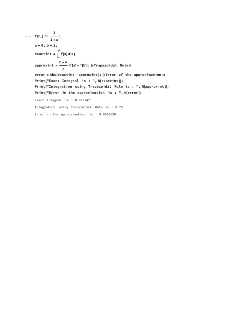 Trapezoidal Rule Integration Example | PDF