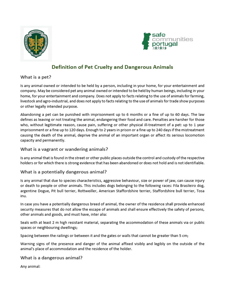 Definition of Pet Cruelty and Dangerous Animals | PDF | Pet | Pit Bull