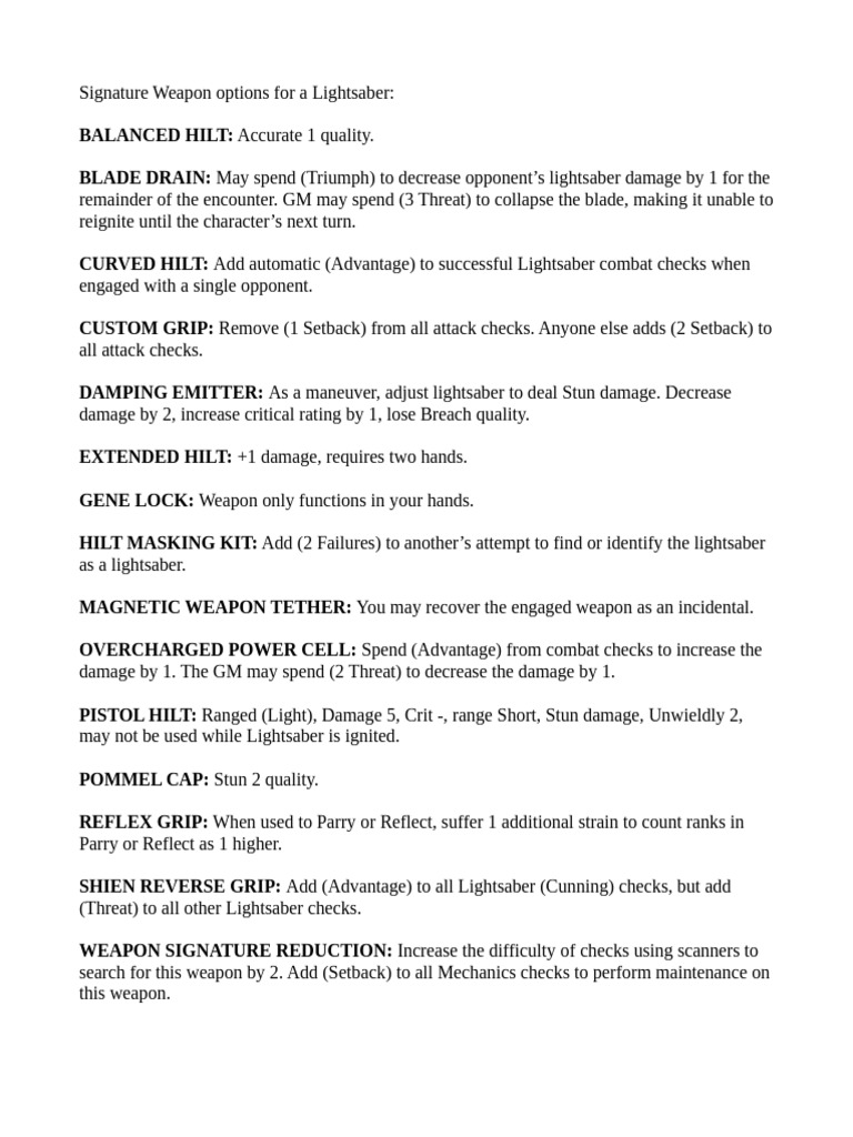 Signature Weapon Options | PDF