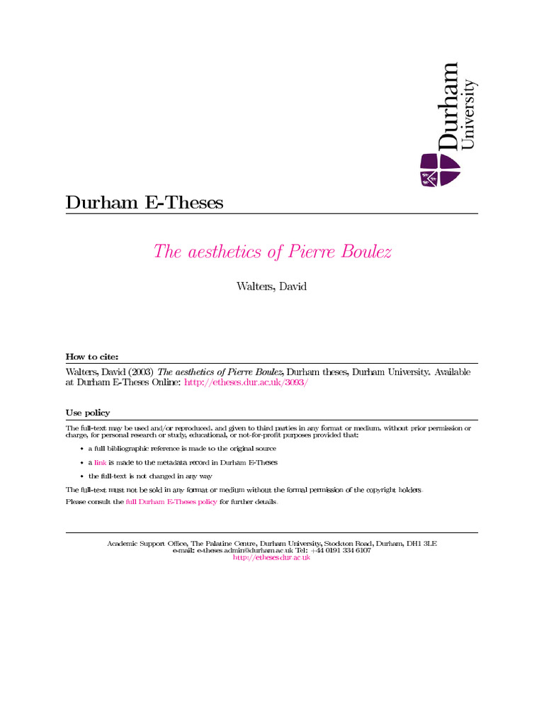 The Aesthetics of Pierre Boulez | PDF