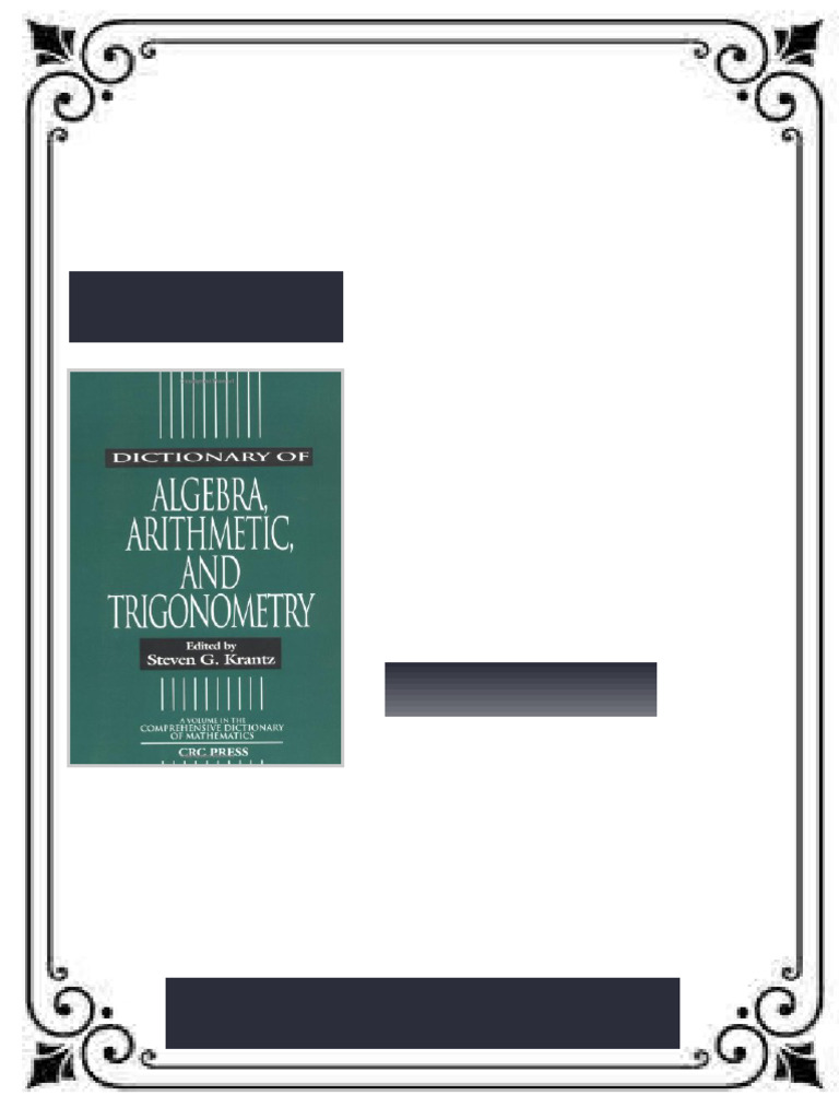 Dictionary of Algebra Arithmetic and Trigonometry 1st Edition Steven G ...