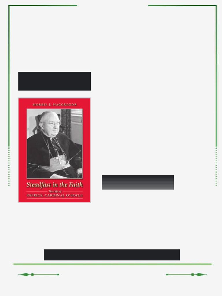 Steadfast in The Faith The Life of Patrick Cardinal O Boyle 1st Edition ...