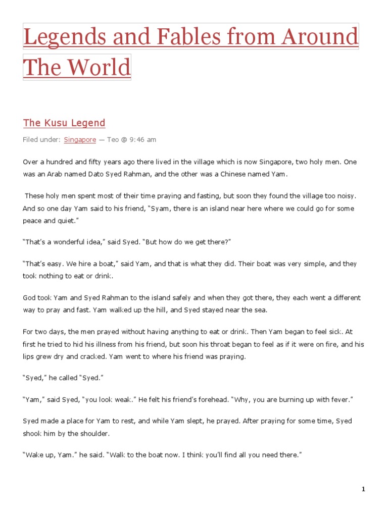 Legends and Fables From Around The World | PDF | Turtle | Gemstone