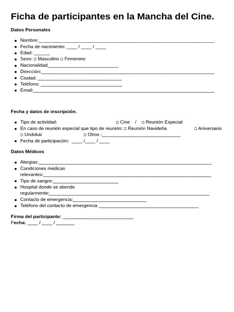 Ficha de Inscripción PDF | PDF