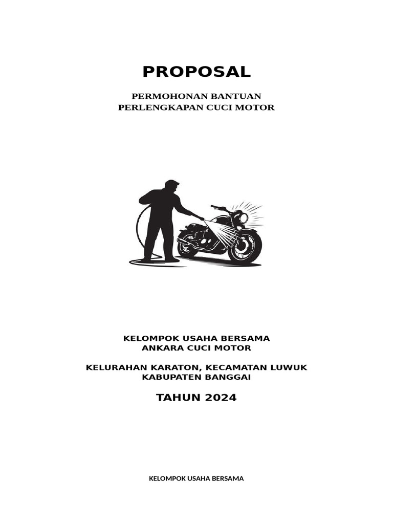 Proposal Bantuan Usaha Cuci Motor 2024 | PDF