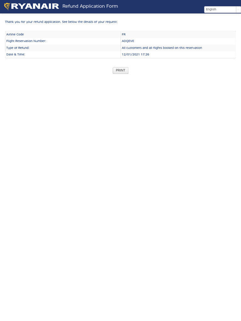 Ryanair Refund Application Form | PDF