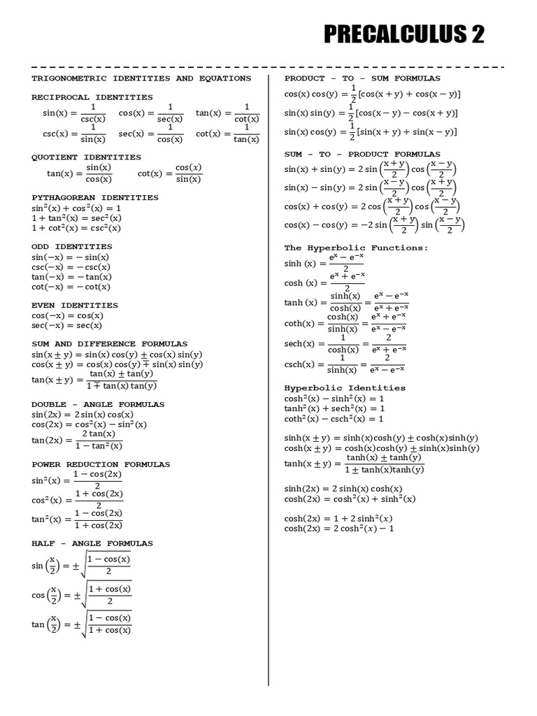 Trigonometric and Geometric Identities | PDF | Area | Circle