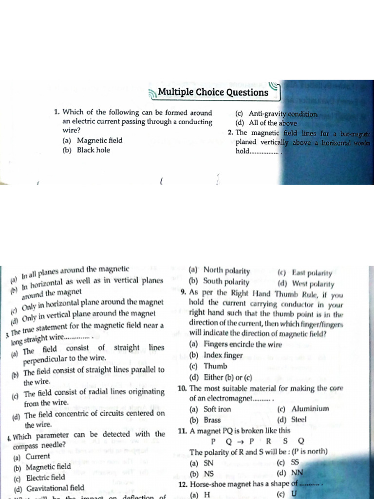ICSE Physics Class 10 Practice Worksheet (MCQS) | PDF