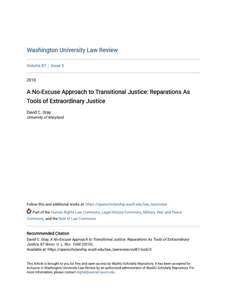 2025.10.23 Gray - No-Excuse Approach To Transitional Justice | PDF ...