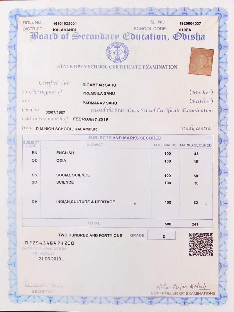 10th Certificate | PDF