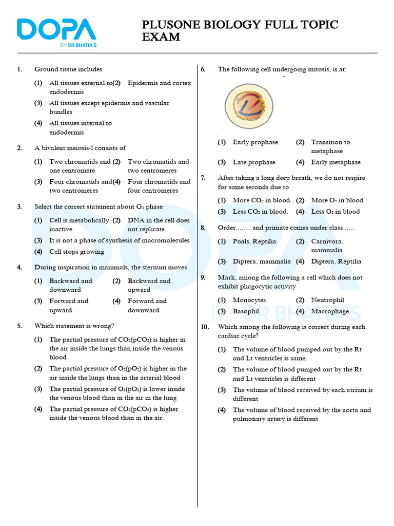 Biology Exam Questions and Answers | PDF | Atrium (Heart) | Cell Biology