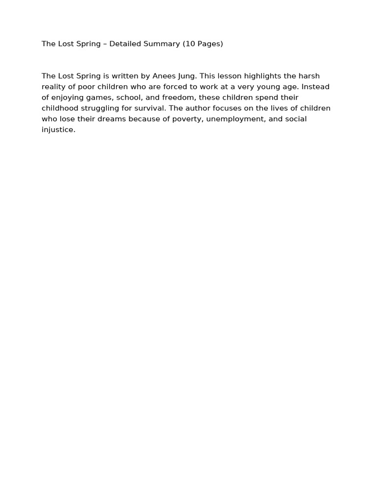 The Lost Spring: Child Labor Insights | PDF