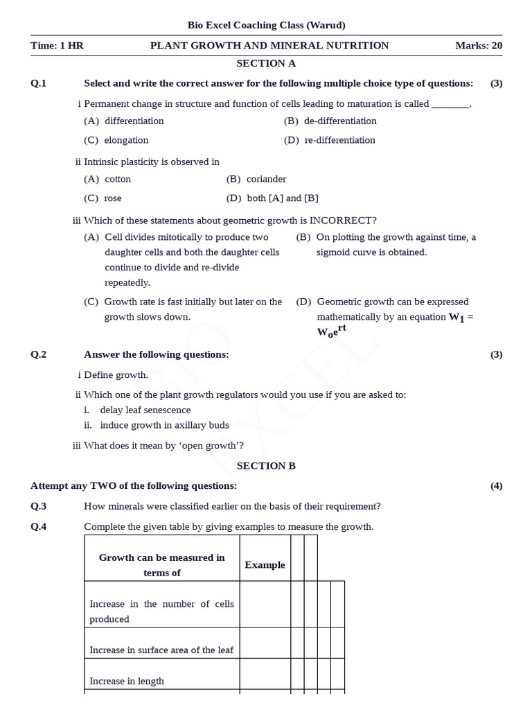Test Paper Plant Growth and Mineral Nutrition 24 - 251206 - 102112 ...