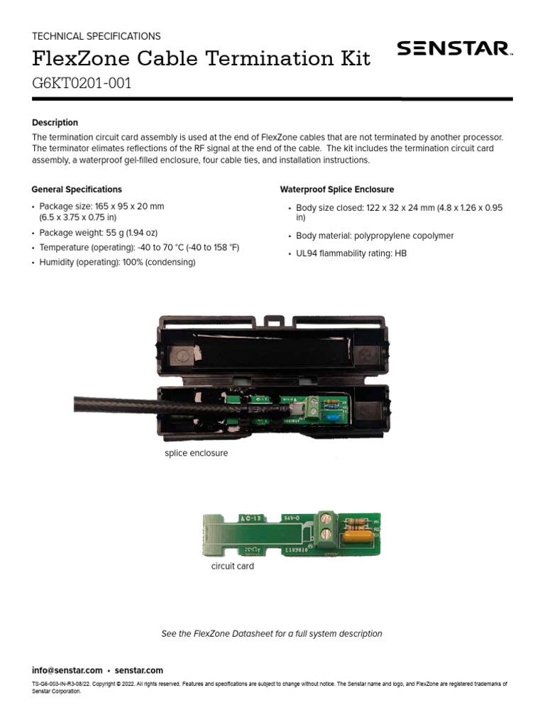 FlexZone Cable Termination Kit Specs | PDF