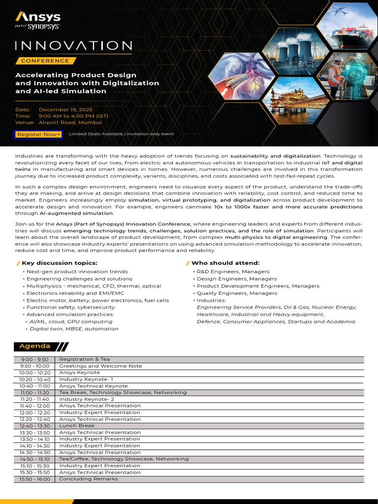 Mumbai Innovation Conference Flyer - Dec 19 Ansys Connects | PDF ...