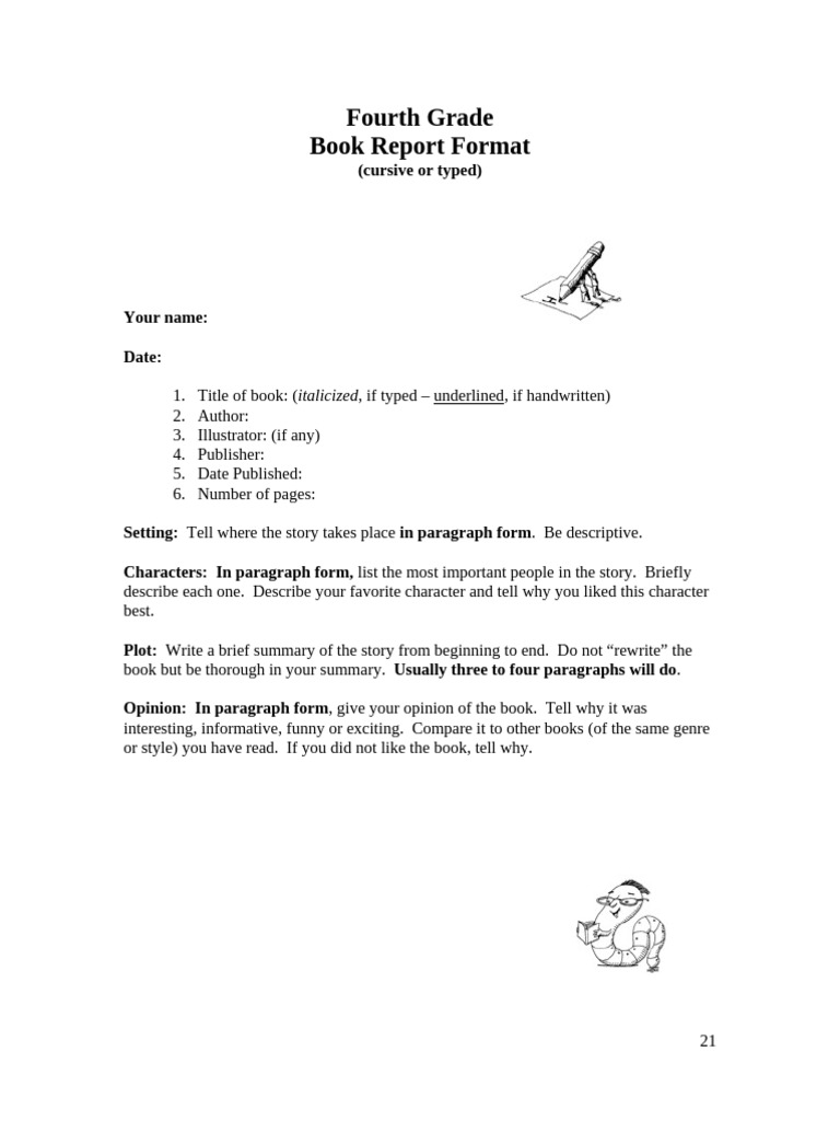 Fourth Grade Book Report Guidelines | PDF