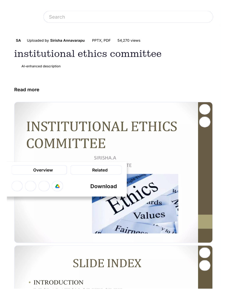 Institutional Ethics Committee Overview | PDF | Institutional Review ...