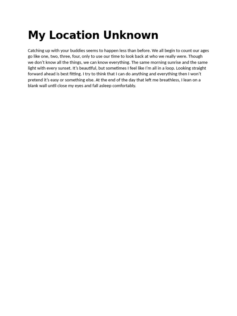 My Location Unknown | PDF
