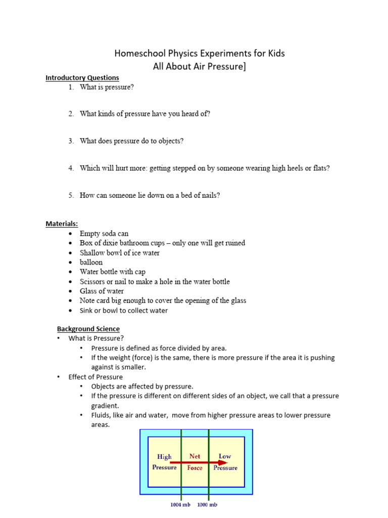 Fun Physics Experiments for Kids | PDF | Pressure | Water