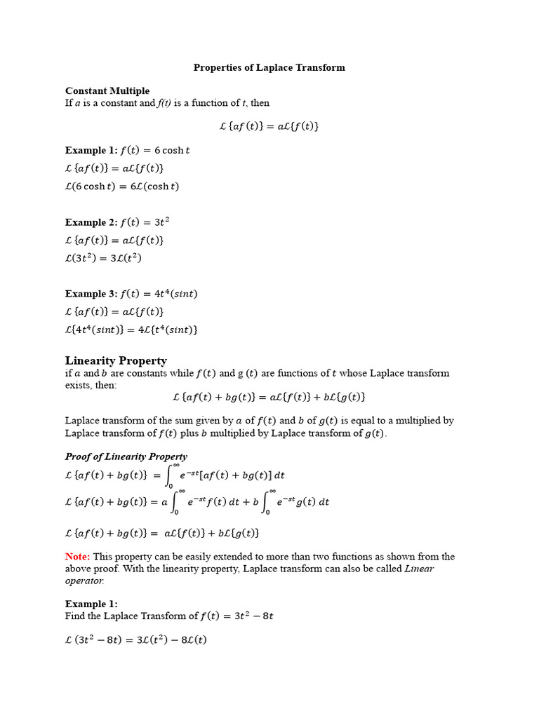 Laplace Transform Properties Explained | PDF