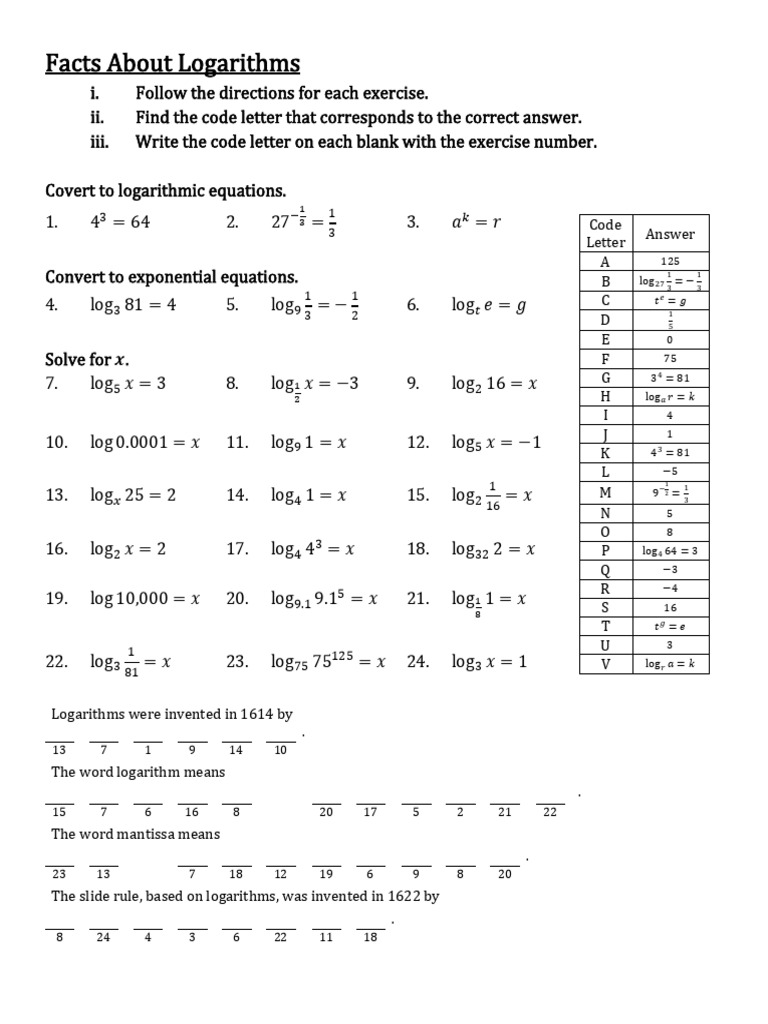 Logarithm Exercises and Solutions | PDF | Logarithm | Chess