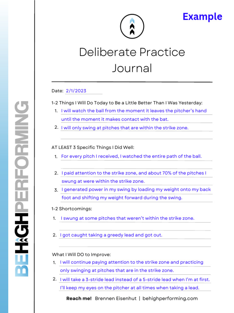 EXAMPLE Deliberate Practice Journal | PDF