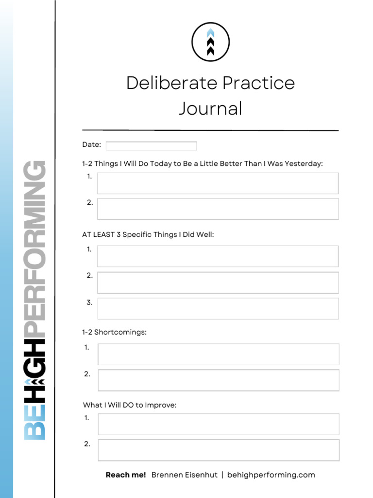 FILLABLE Deliberate Practice Journal | PDF