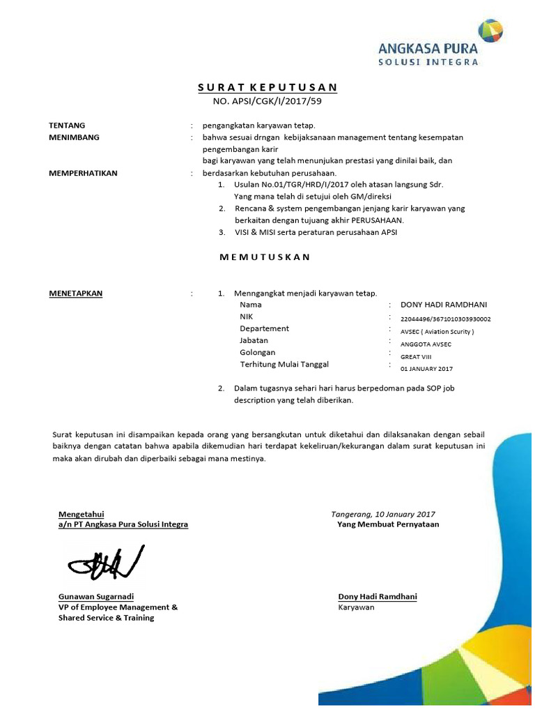Surat Keputusan Dony 1 | PDF