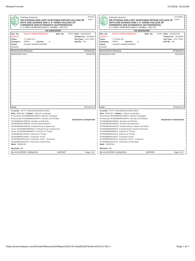 Receipt Format | PDF