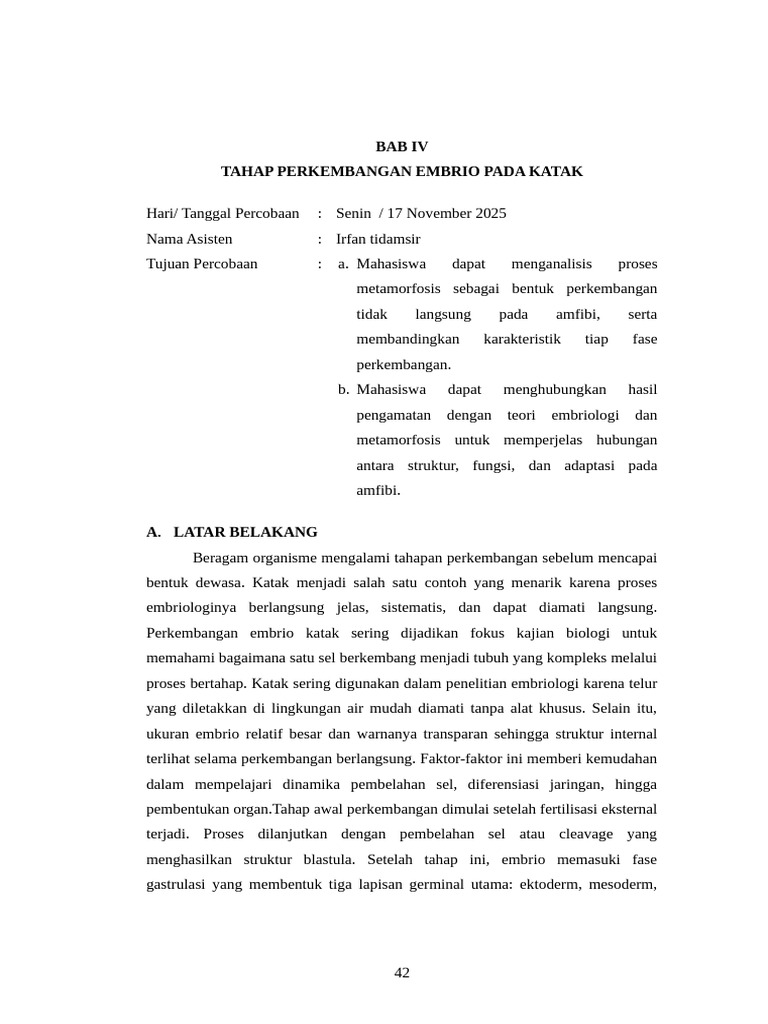 Perkembangan Embrio Katak: Metamorfosis dan Teori | PDF